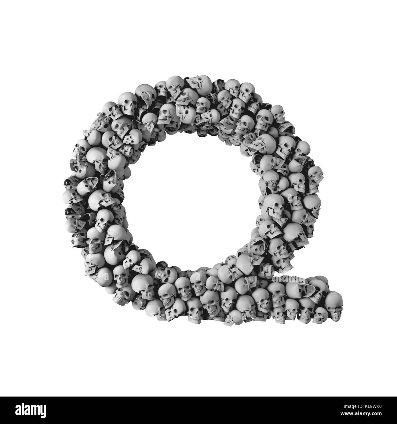 Skull font letter Q. Letter made from lots of skulls. 3D Rendering ...