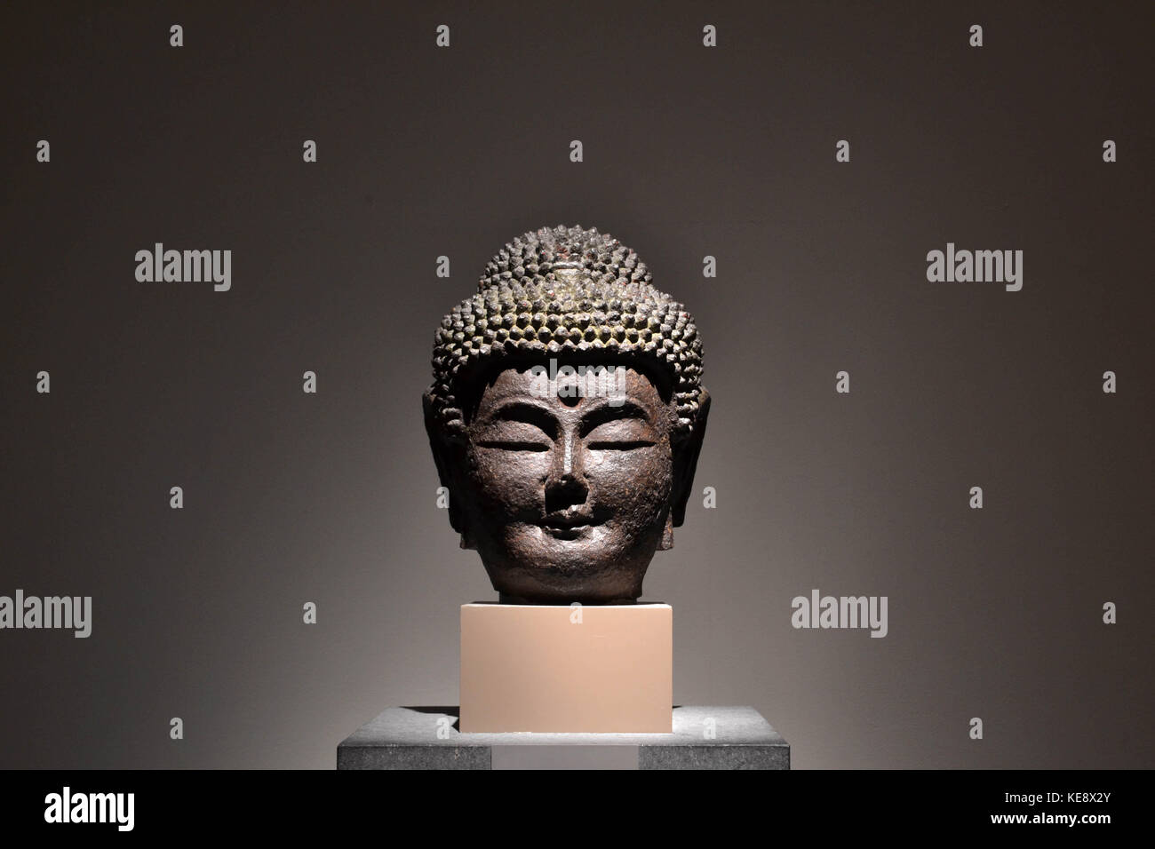The statue of Buddha's head. Pic was taken in August 2017 Stock Photo ...
