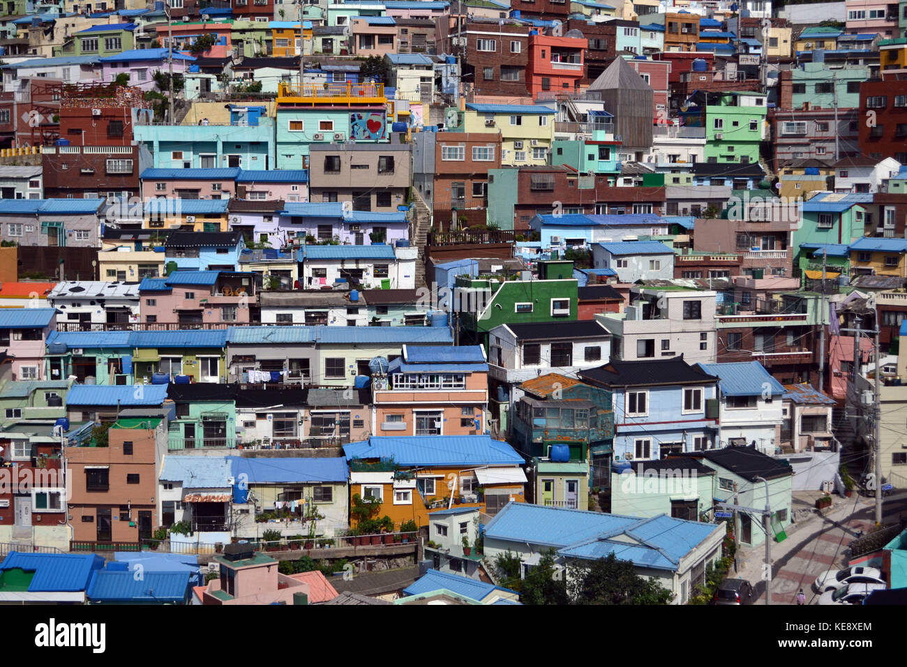 A colorful village in Busan, Korea. Pic was taken in August 2017 Stock ...