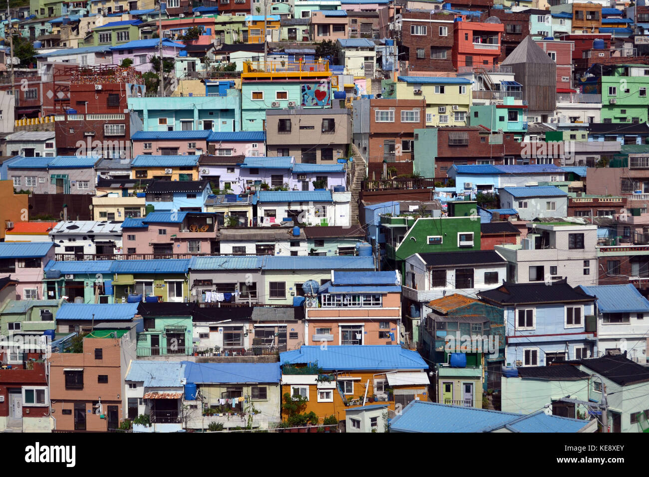 A colorful village in Busan, Korea. Pic was taken in August 2017 Stock ...