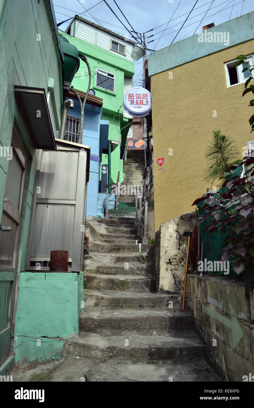 A colorful village in Busan, Korea. Pic was taken in August 2017 Stock ...