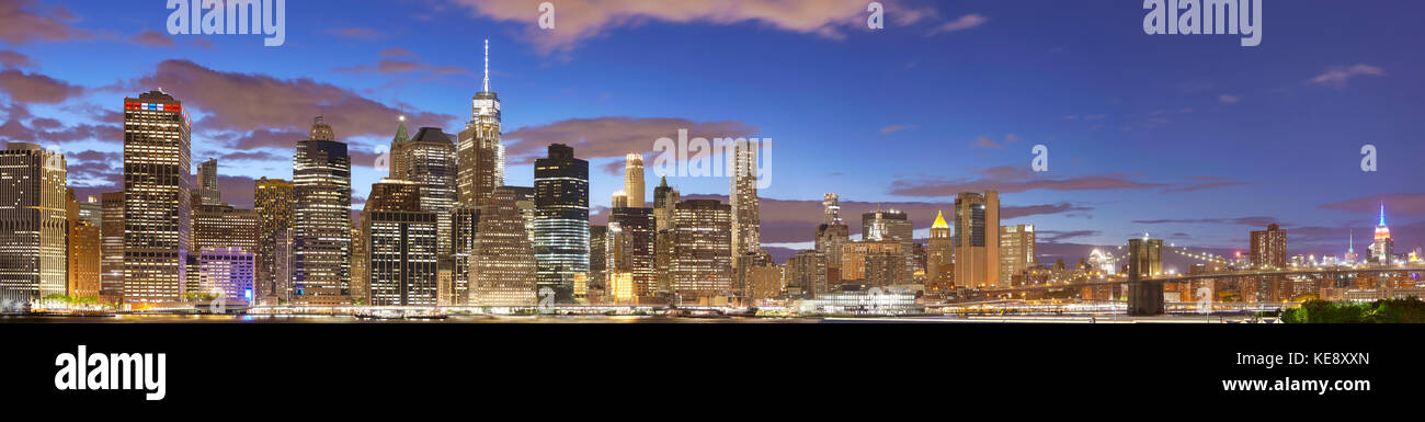 New York City skyline at night, high quality mega panoramic picture ...