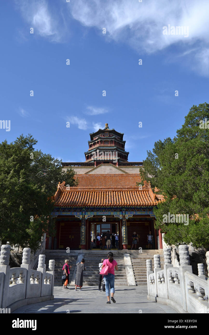 Tourists visiting the temple around Summer Palace in Beijing. Pic was ...