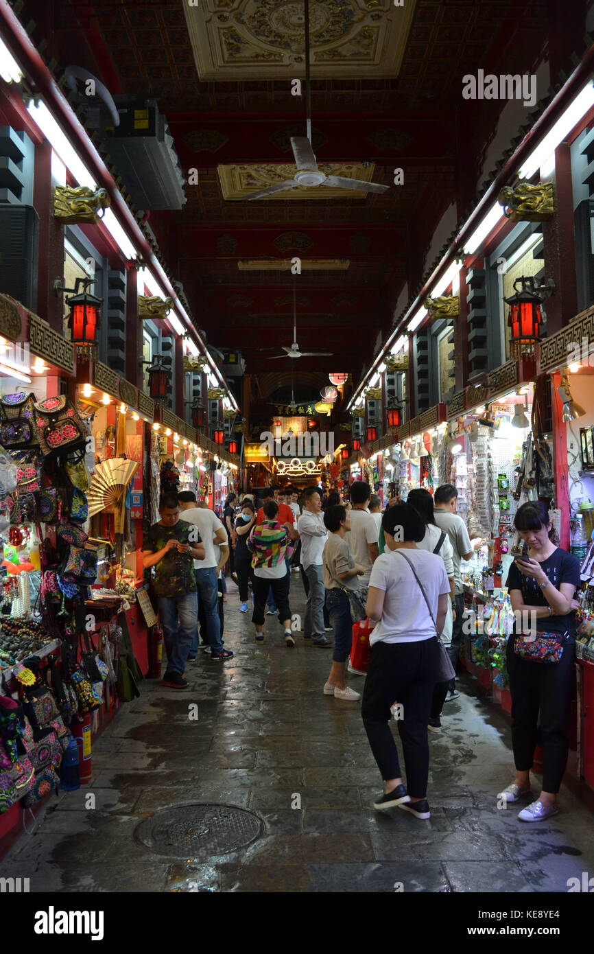 Tourists visiting night market around Qinmen, Beijing. Pic was taken in ...