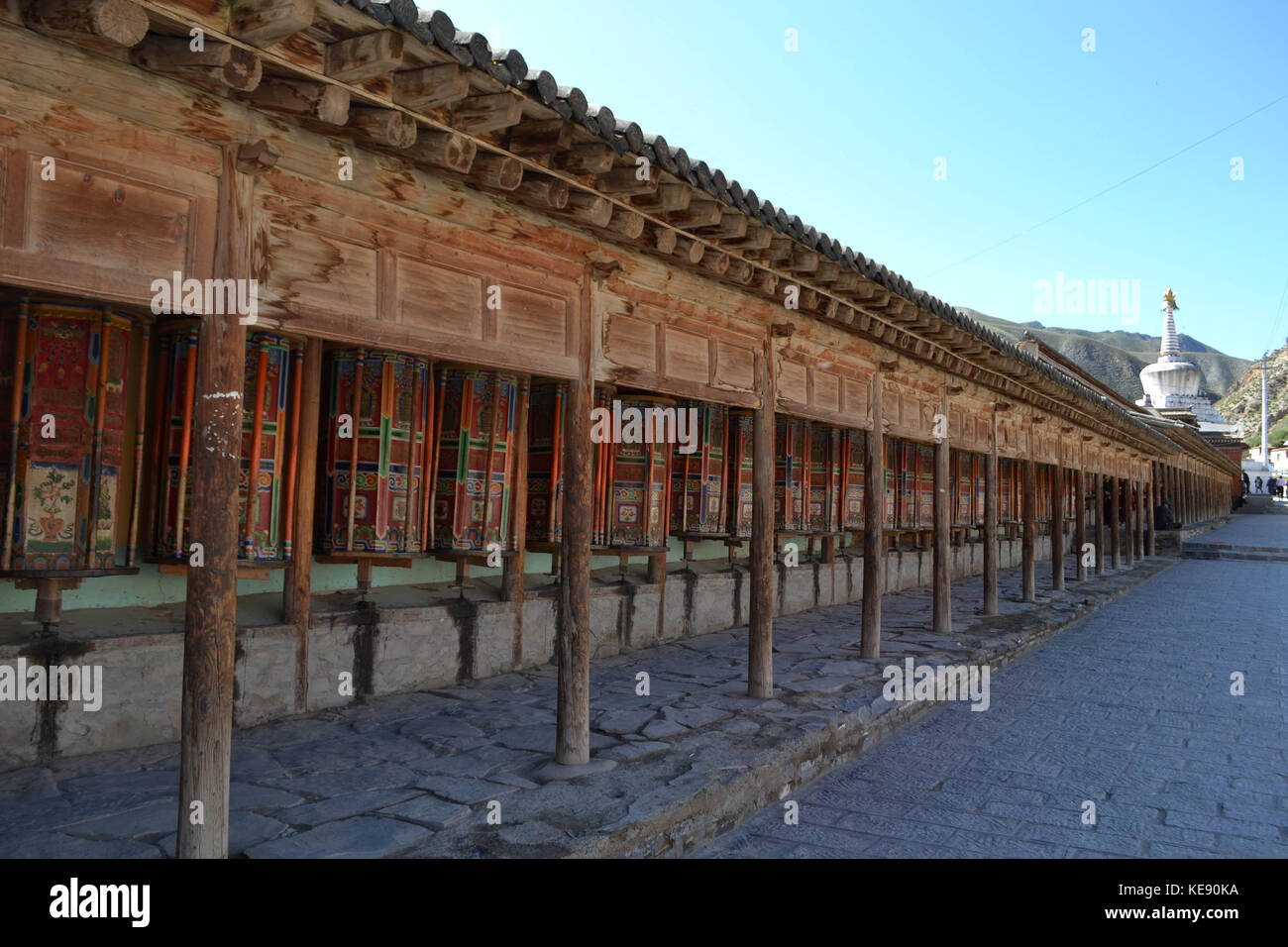 The Tibetan kora or pilgrimage and prayer wheels in Xiahe (Labrang ...