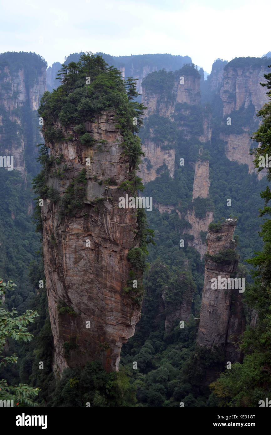 Single rock standing around Wulingyuan Scenic Area. What a dramatic ...