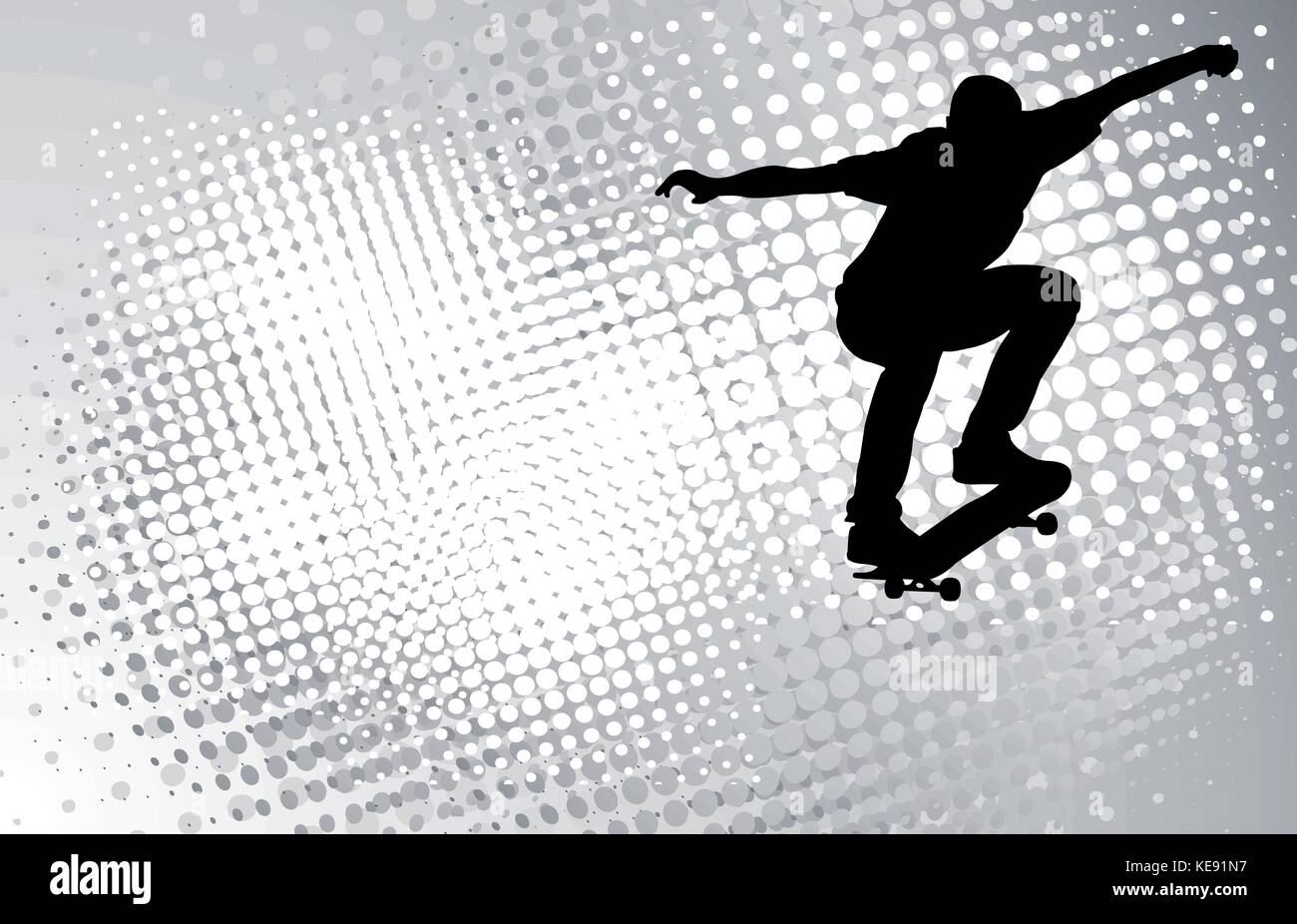 skateboarder on the abstract halftone background - vector Stock Vector ...