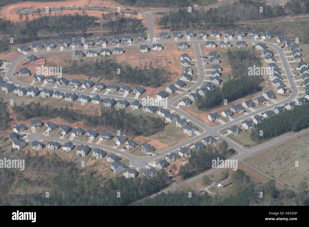 Aerial photo of suburban development south of Atlanta, Georgia, USA ...
