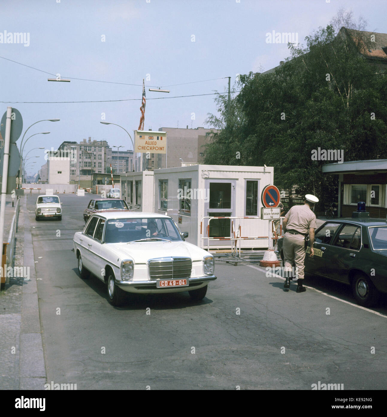 The allied borderline at checkpoint Charlie in Berlin (Germany) in 1976 ...