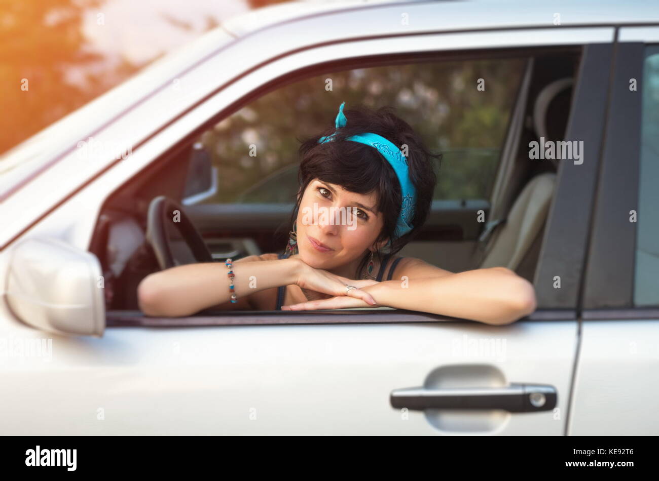 Pretty woman driving the car Stock Photo - Alamy