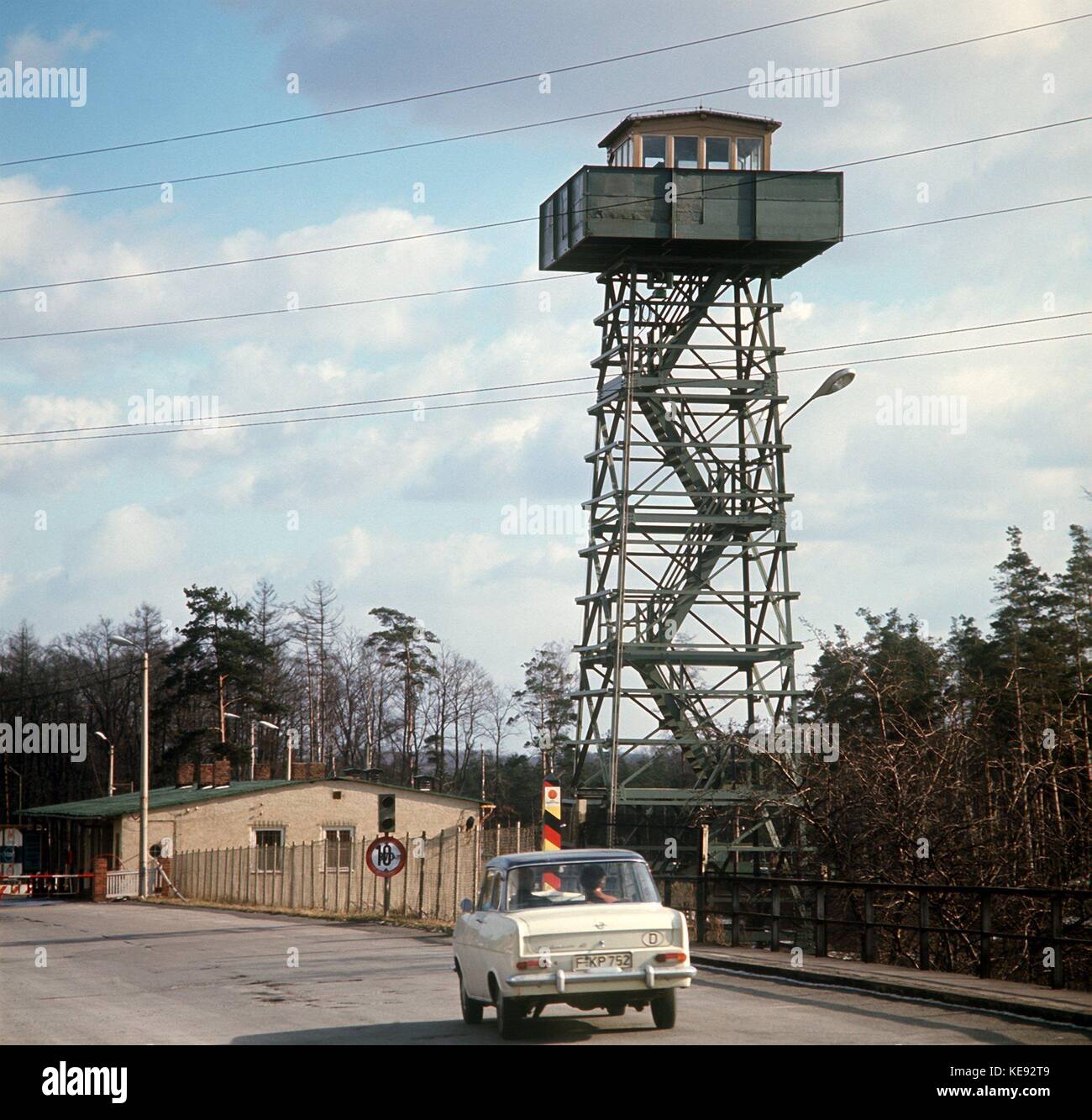 Watch tower of GDR frontier posts at the German-German borderline ...