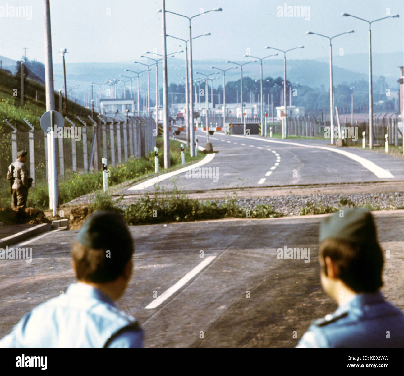 Federal Border Guards at the German borderline of the GDR near ...