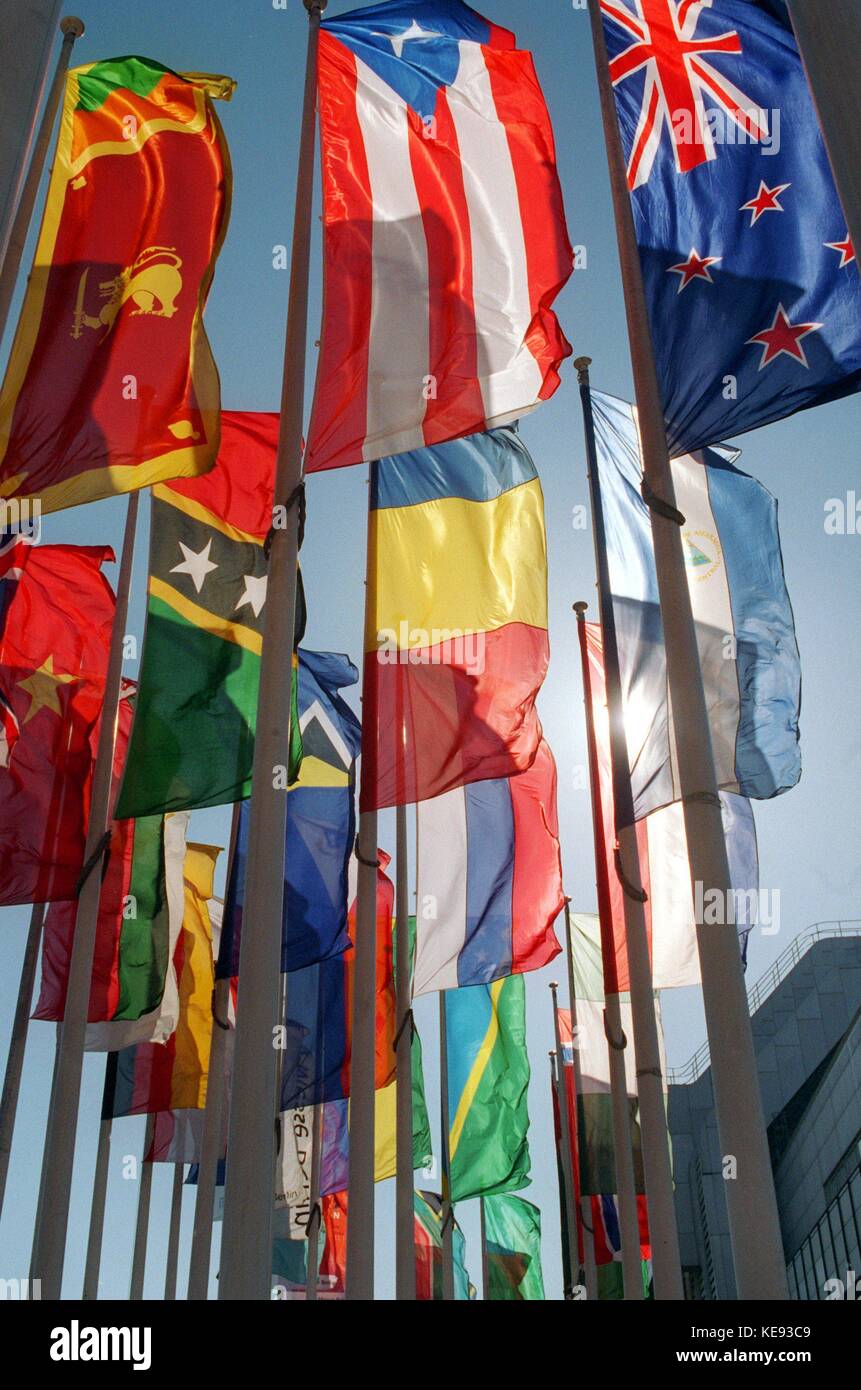 A colourful sea of flags welcomes visitors at International Tourism ...