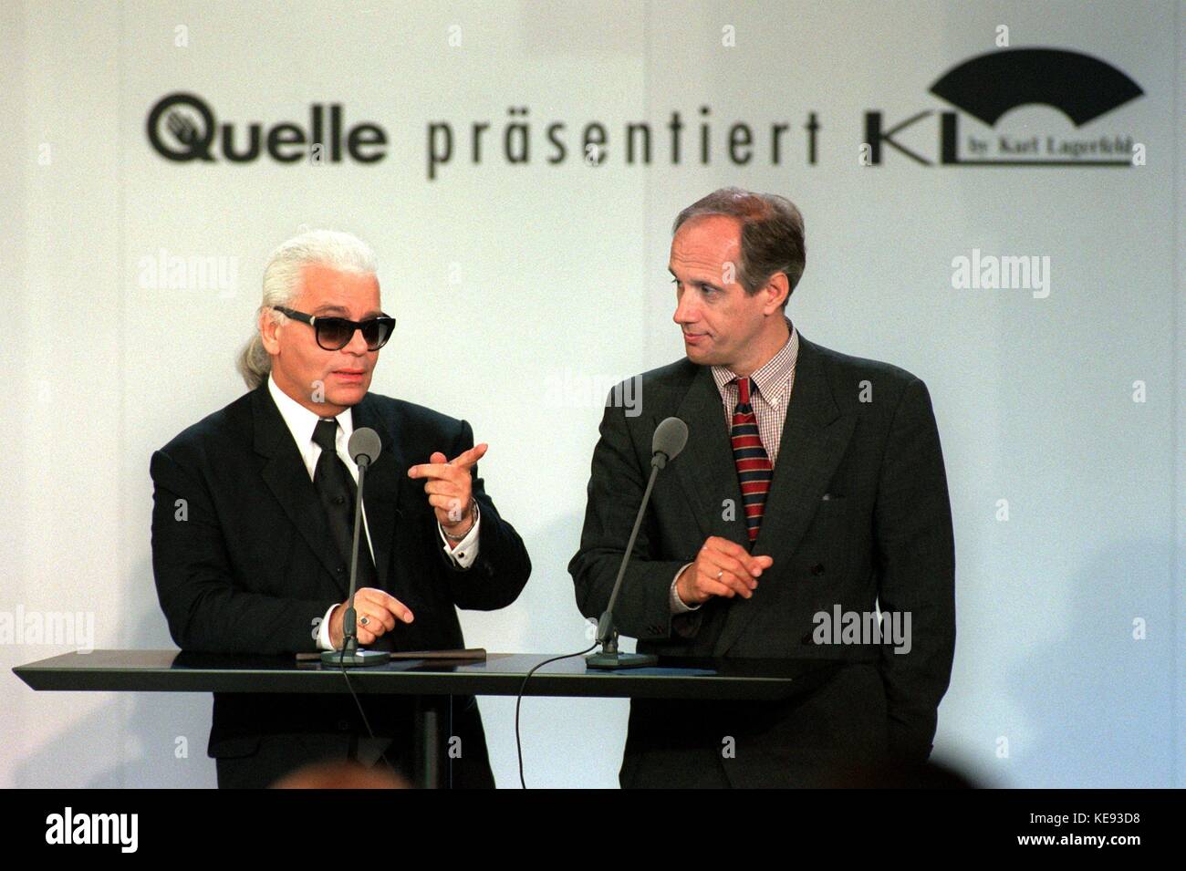 German designer Karl Lagerfeld promotes his first clothing line for a ...