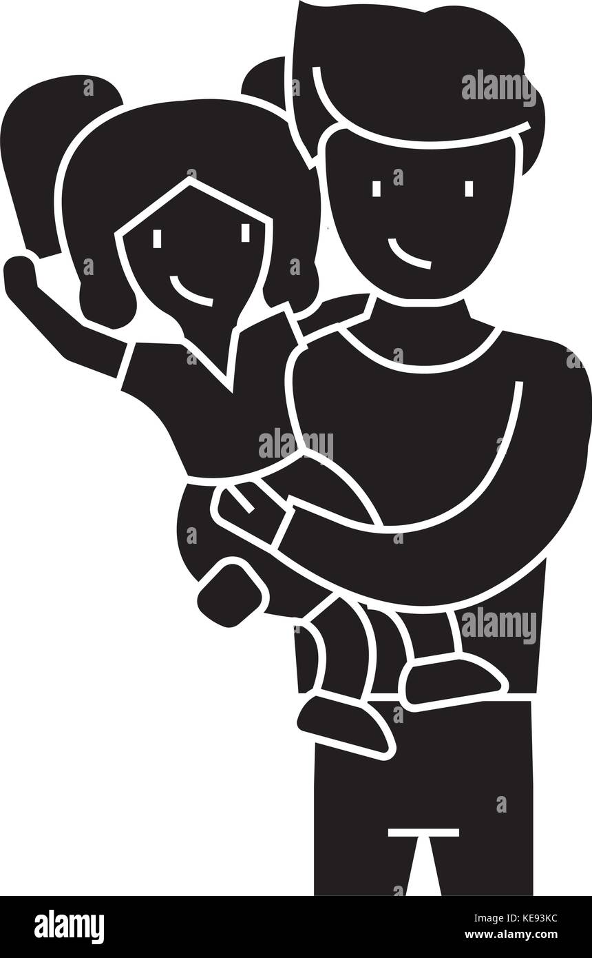 father with daughter - dad with kid icon, vector illustration, black ...