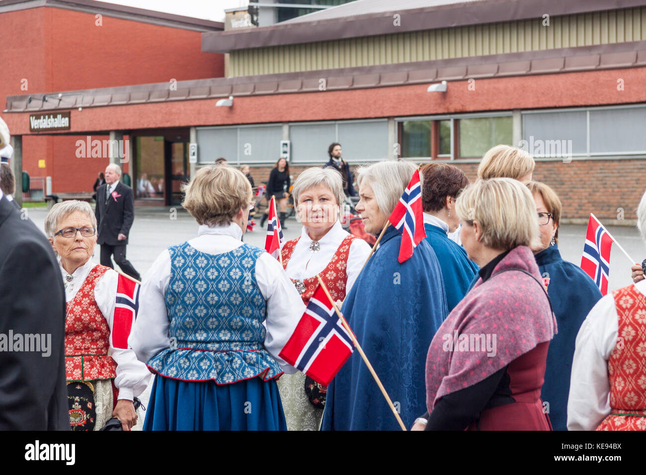 VERDAL, NORWAY - MAY 17, 2017: National day in Norway. Norwegians at ...