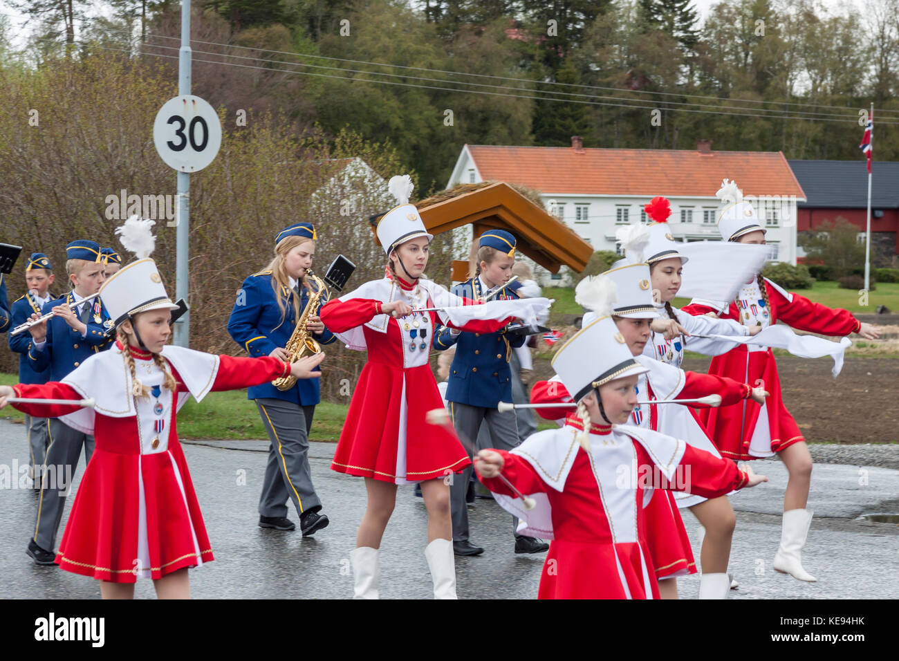 VERDAL, NORWAY - MAY 17, 2017: National day in Norway. Norwegians at ...