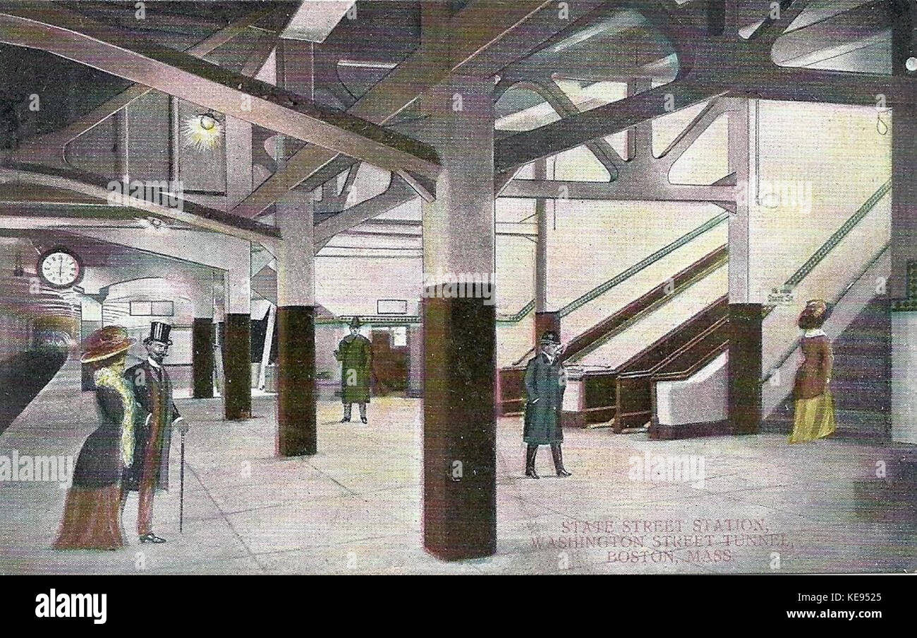 State Street station postcard Stock Photo - Alamy