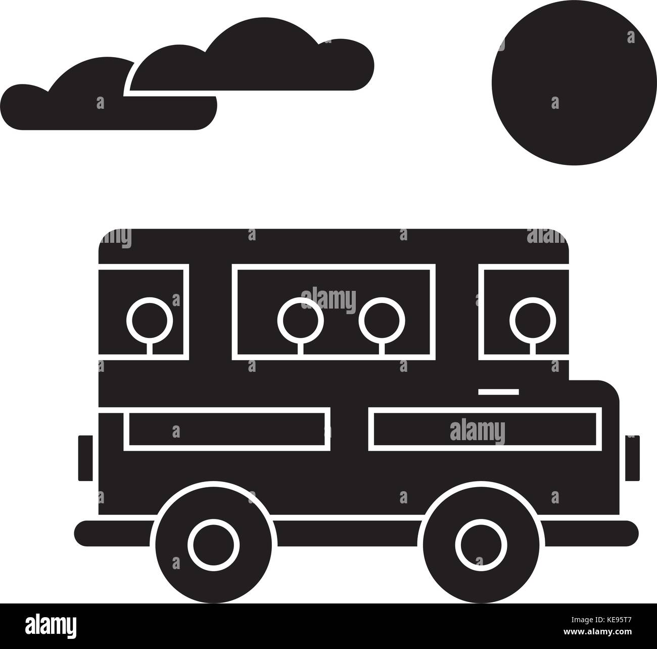 travel bus icon, vector illustration, sign on isolated background Stock ...