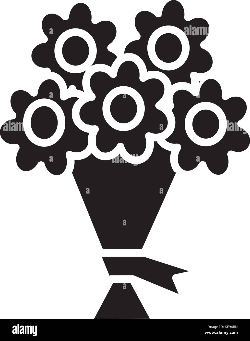 bouquet of flowers icon, vector illustration, sign on isolated ...