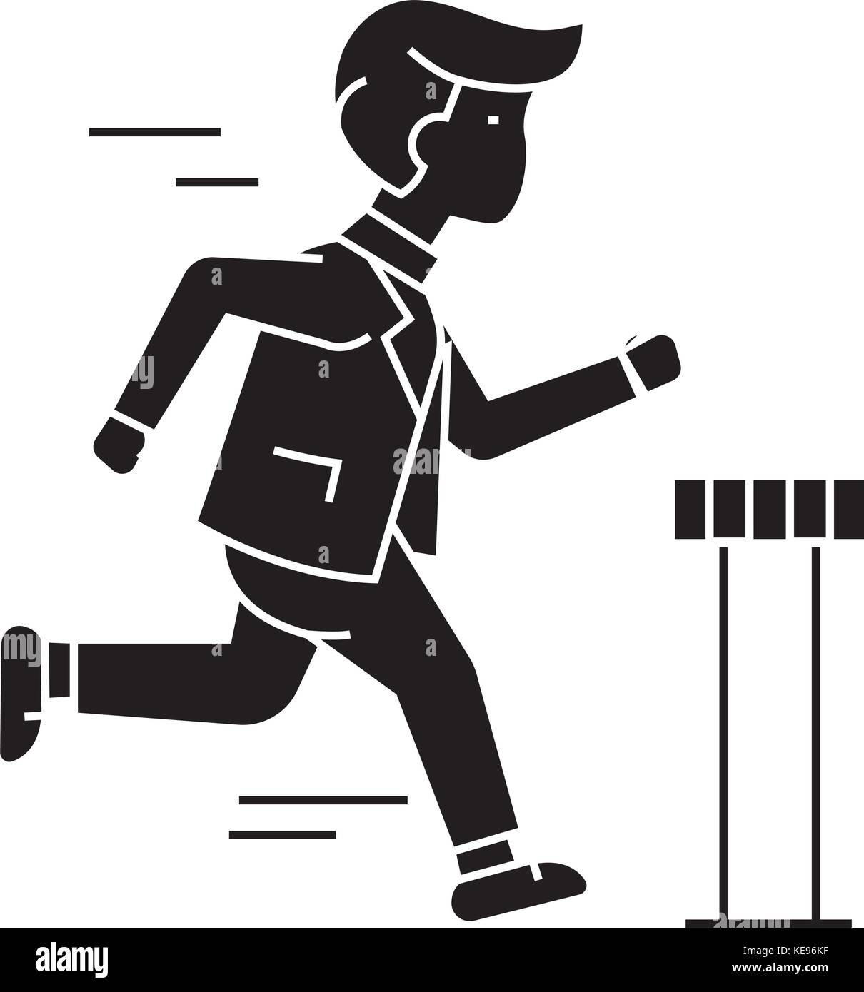 businessman running to finish icon, vector illustration, sign on ...
