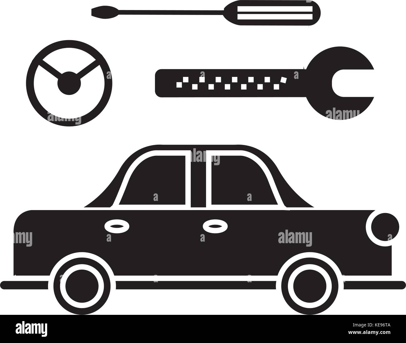 car service icon, vector illustration, sign on isolated background ...