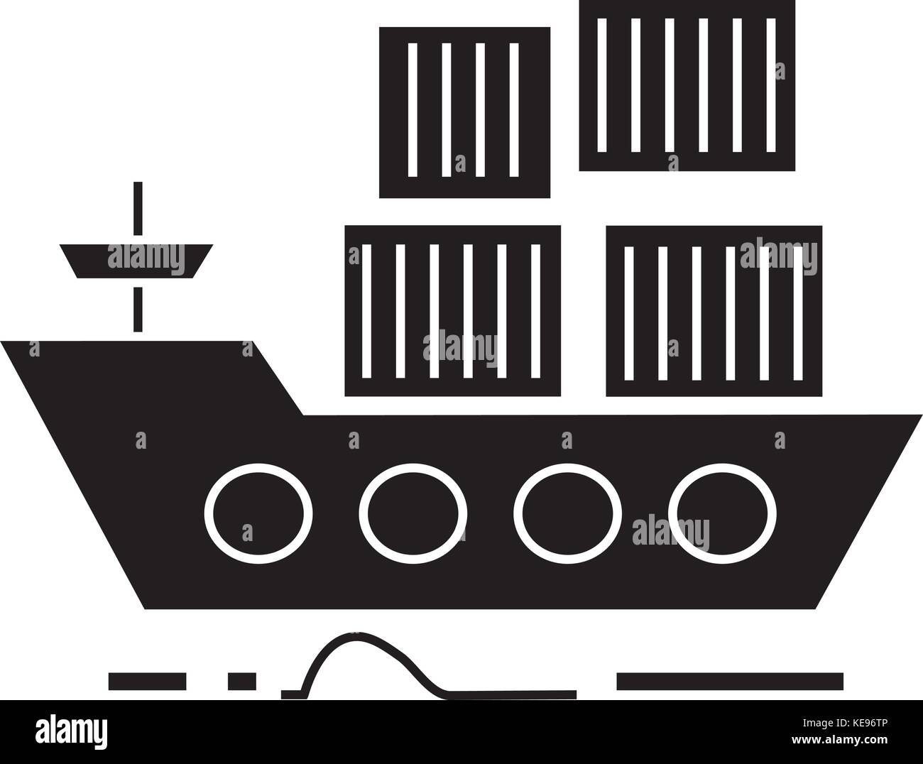 cargo delivery by sea ship icon, vector illustration, sign on isolated ...