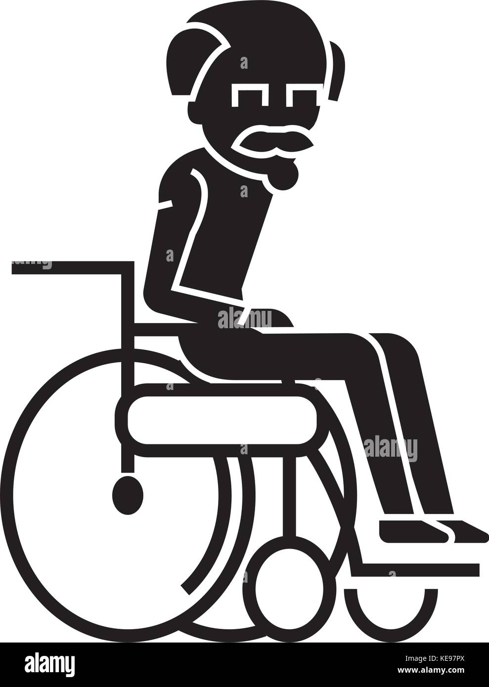 elder man in wheelchair icon, vector illustration, sign on isolated ...