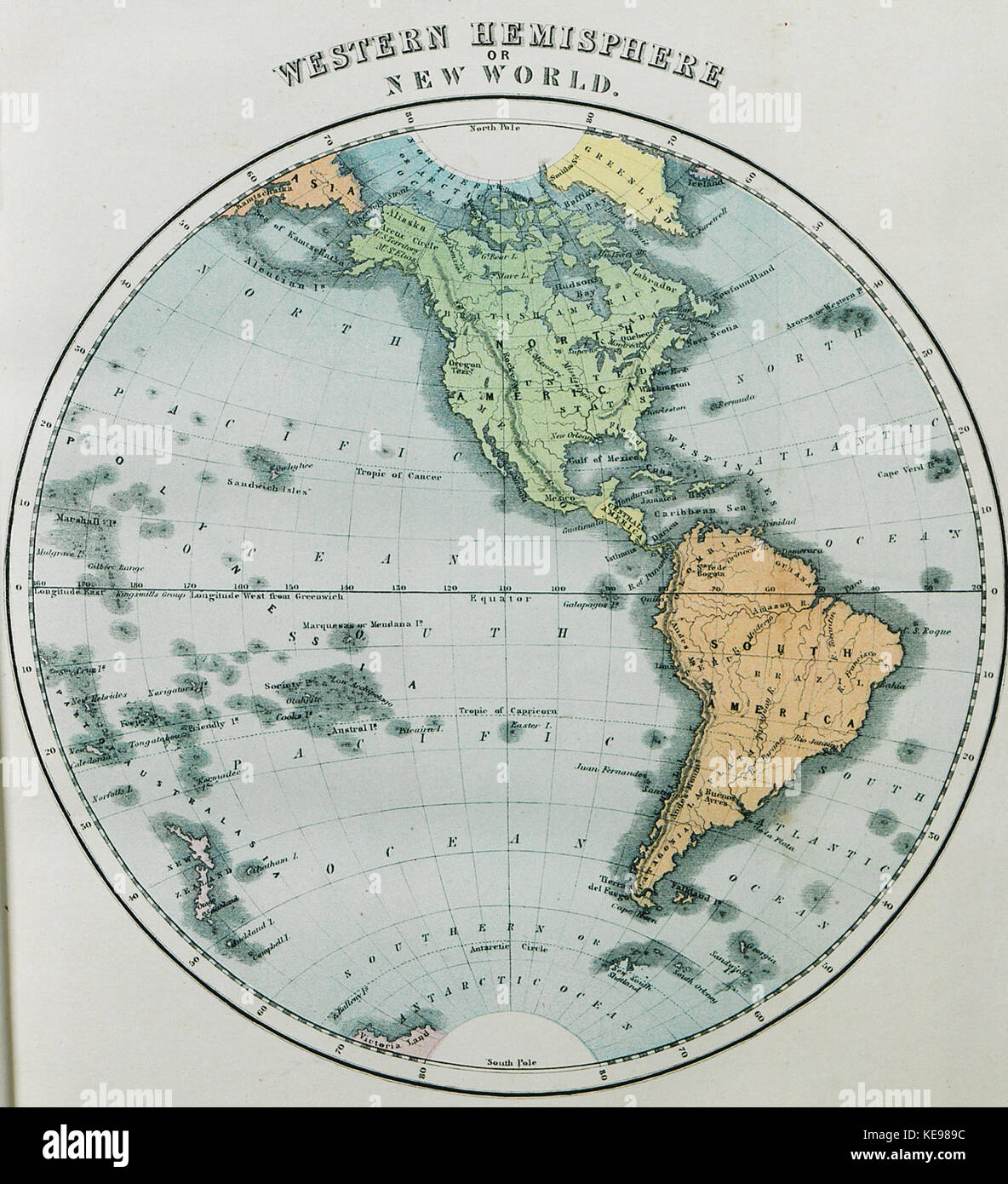 Western Hemisphere or New World Ainsworth William Francis 1870 Stock ...