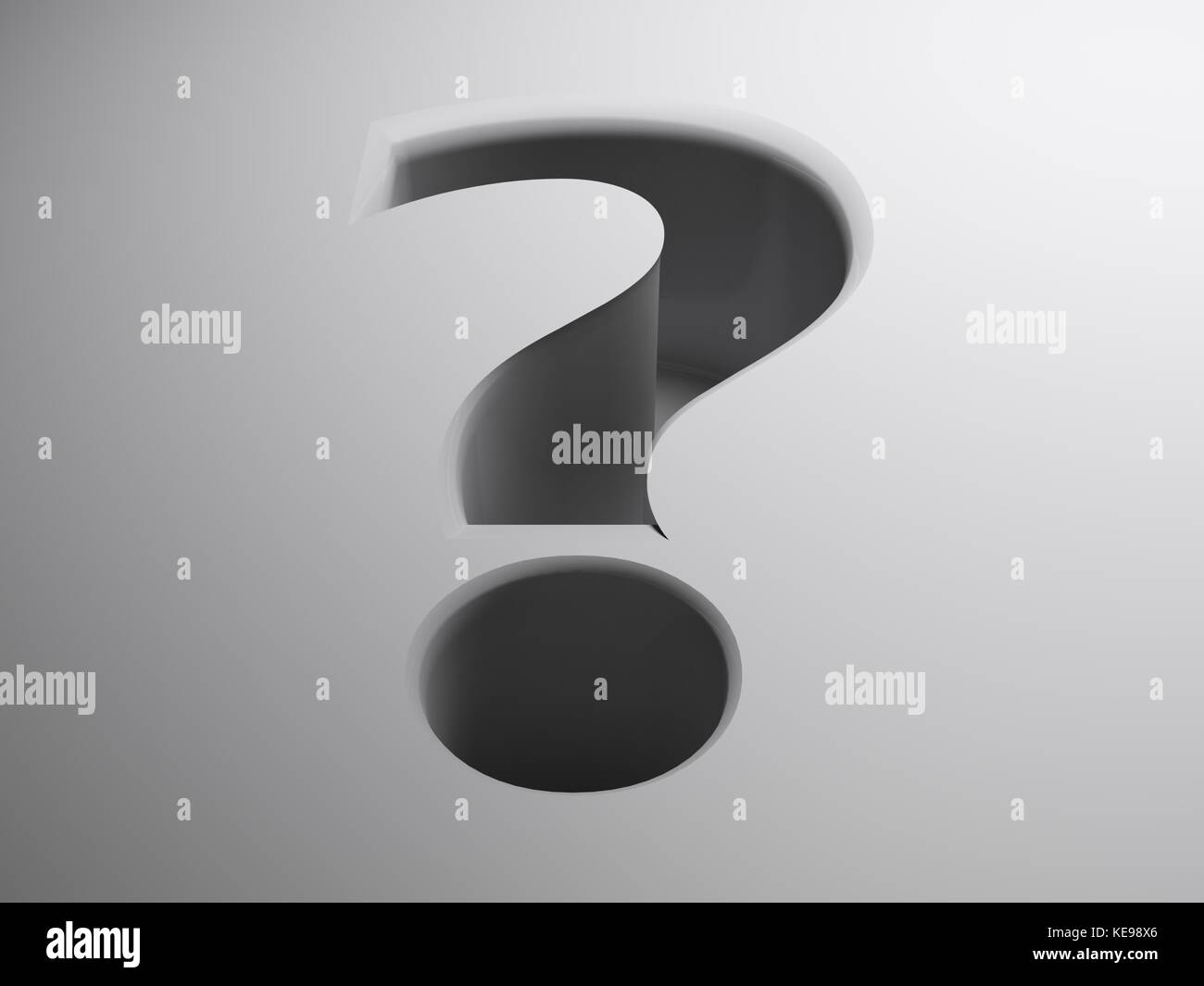 White surface with question mark shape - 3D rendering Stock Photo - Alamy