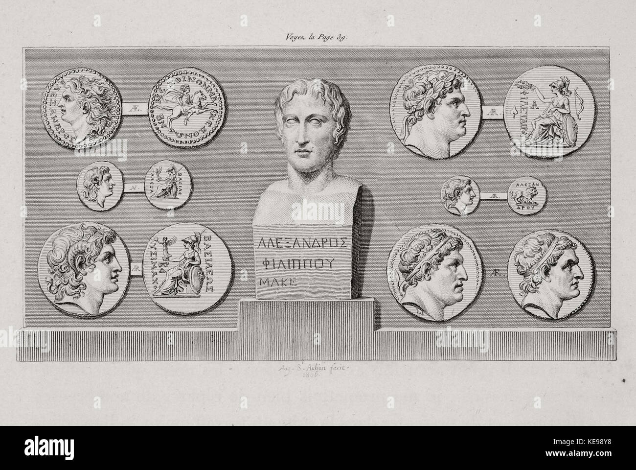 Bust of Alexander the Great, and Hellenistic coins Choiseul gouffier ...