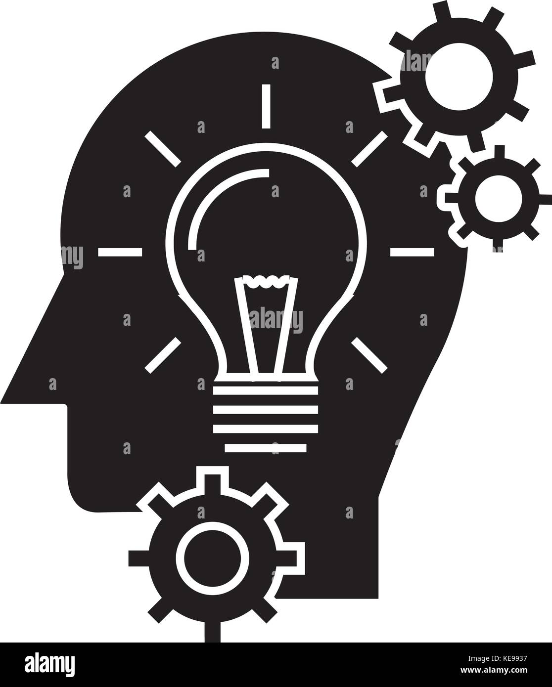 head with lamp, idea generation icon, vector illustration, sign on ...
