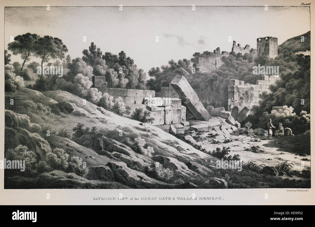 Exterior view of the Great Gate & walls of Messene Dodwell Edward 1834 ...