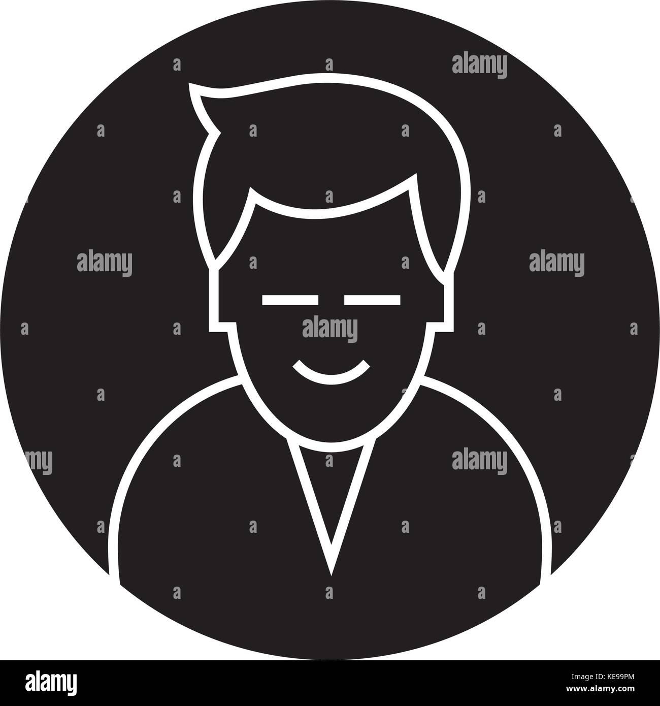 man, round avatar icon, vector illustration, sign on isolated ...