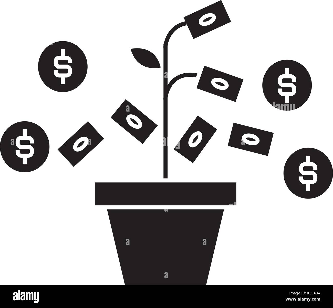 money growth icon, vector illustration, sign on isolated background ...