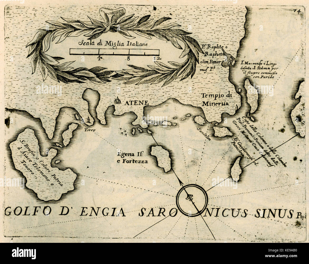 Map of the coast of Attica and the islands of the Argo Saronic gulf ...