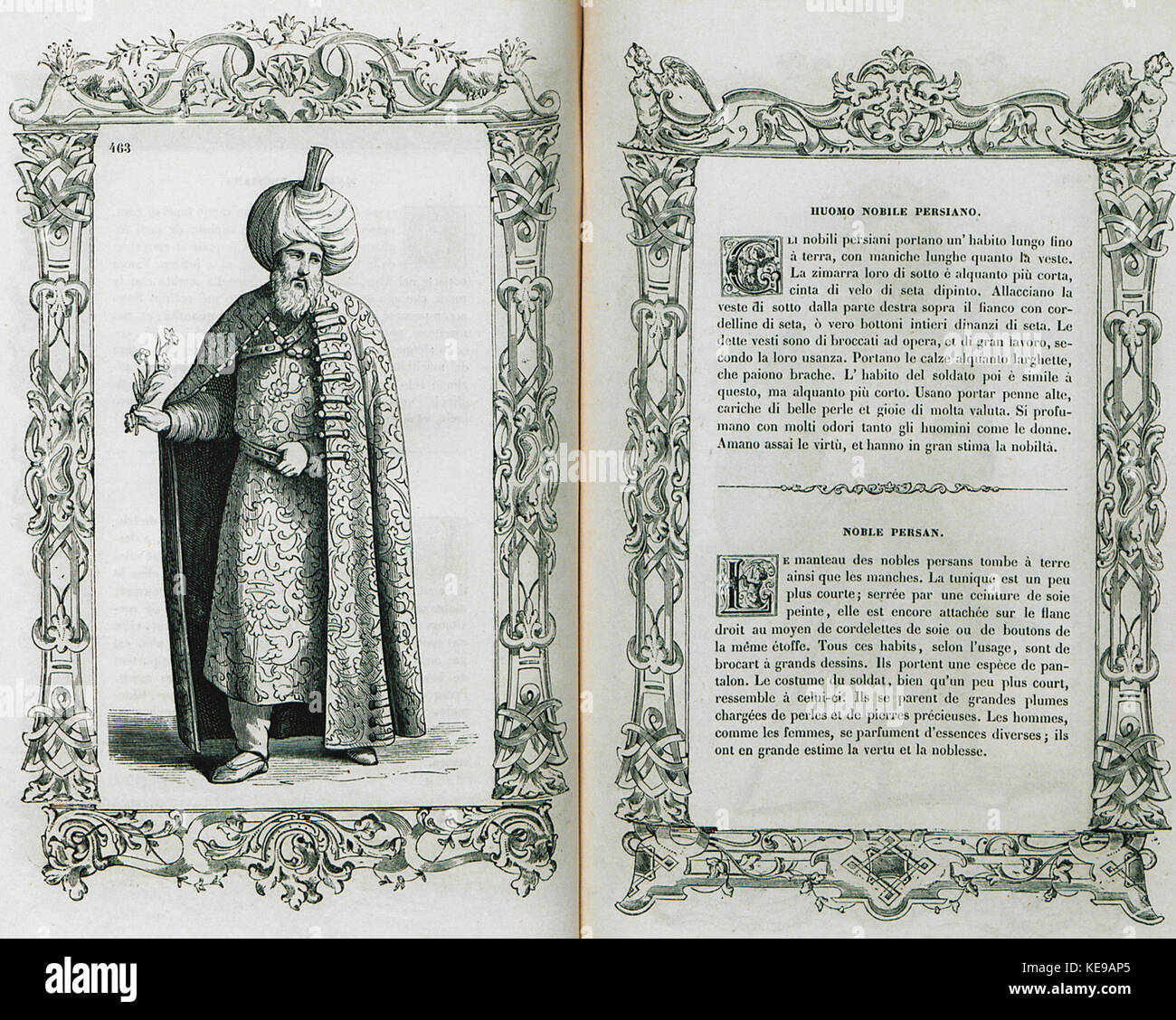 'Huomo Nobile Persiano' by Cesare Vecellio, painted in 1860, portrays a ...