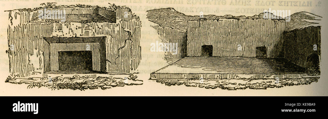 Rock cut tombs at Mount Lycabettus Hughes Thomas Smart 1820 Stock Photo ...