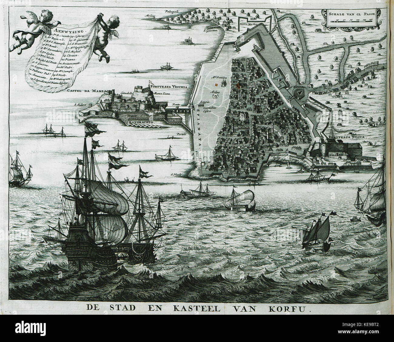 De Stad en Kasteel van Korfu Dapper Olfert 1688 Stock Photo - Alamy