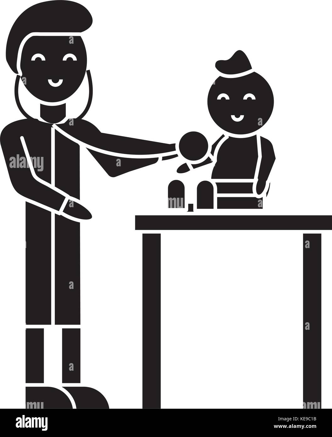 pediatrician with child icon, vector illustration, sign on isolated ...