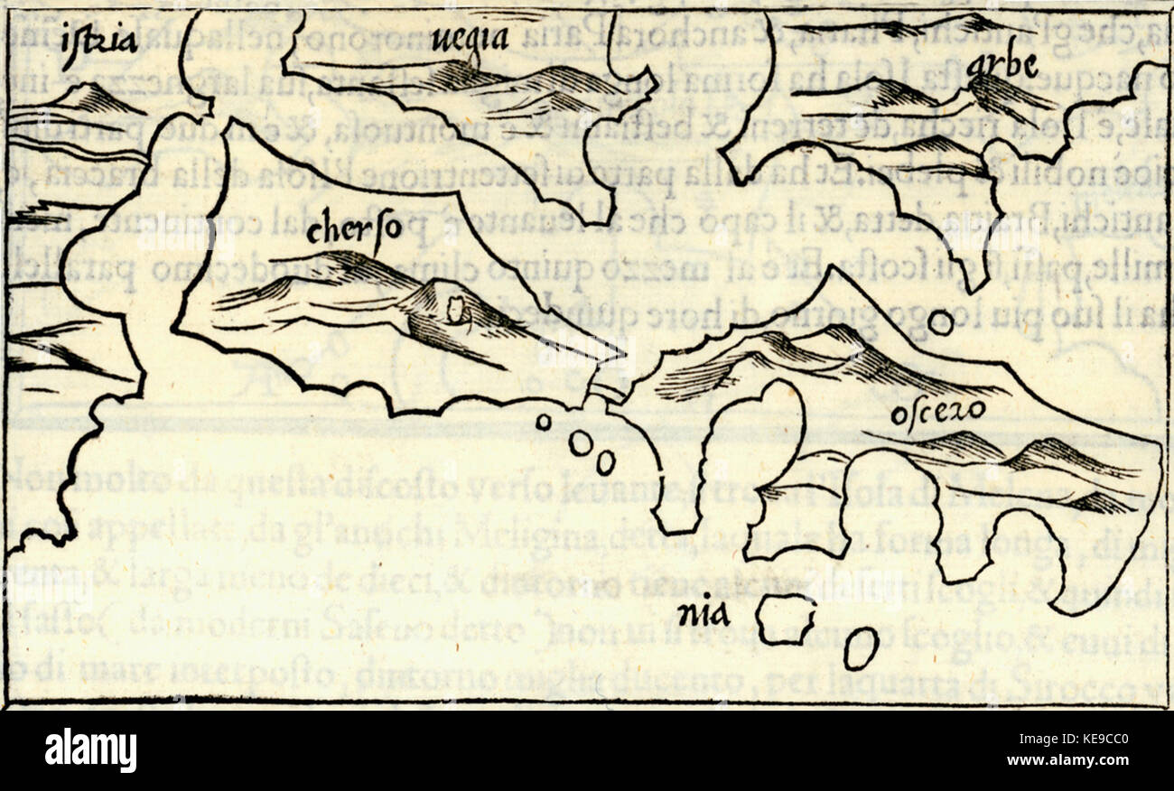 Map of Kres (Cherso) and Losinj (Ossero) islands, also charting Istria ...