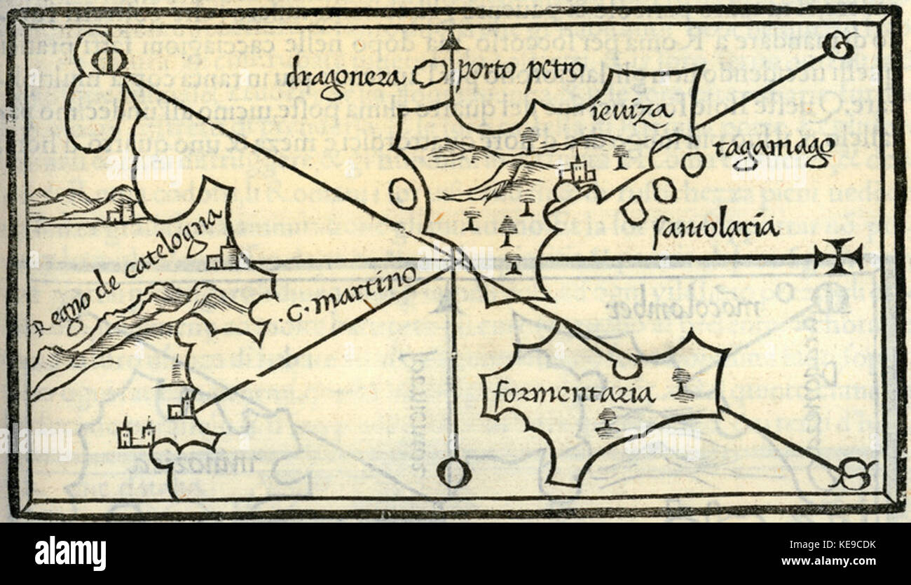 Map of Ibiza and Formentera Bordone Benedetto 1547 Stock Photo - Alamy