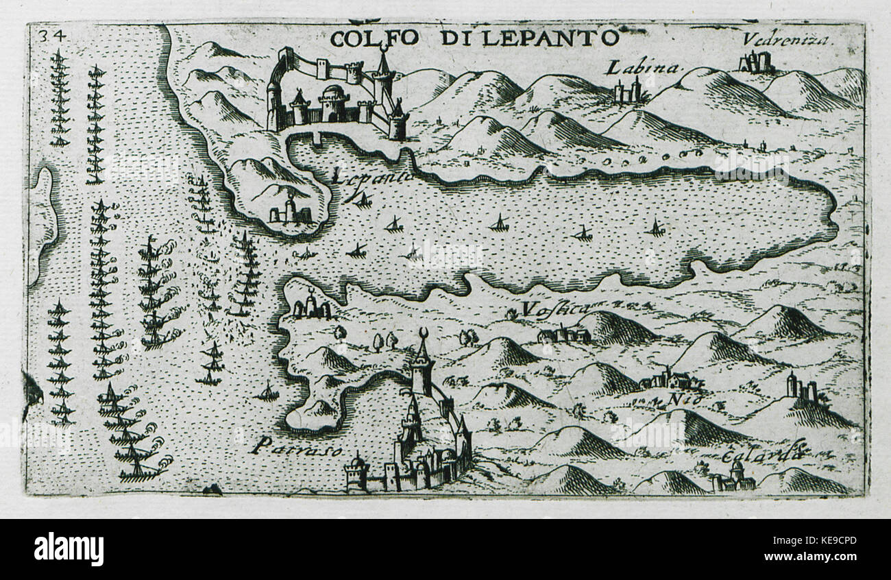 Colfo di Lepanto Rosaccio Giuseppe 1598 Stock Photo - Alamy