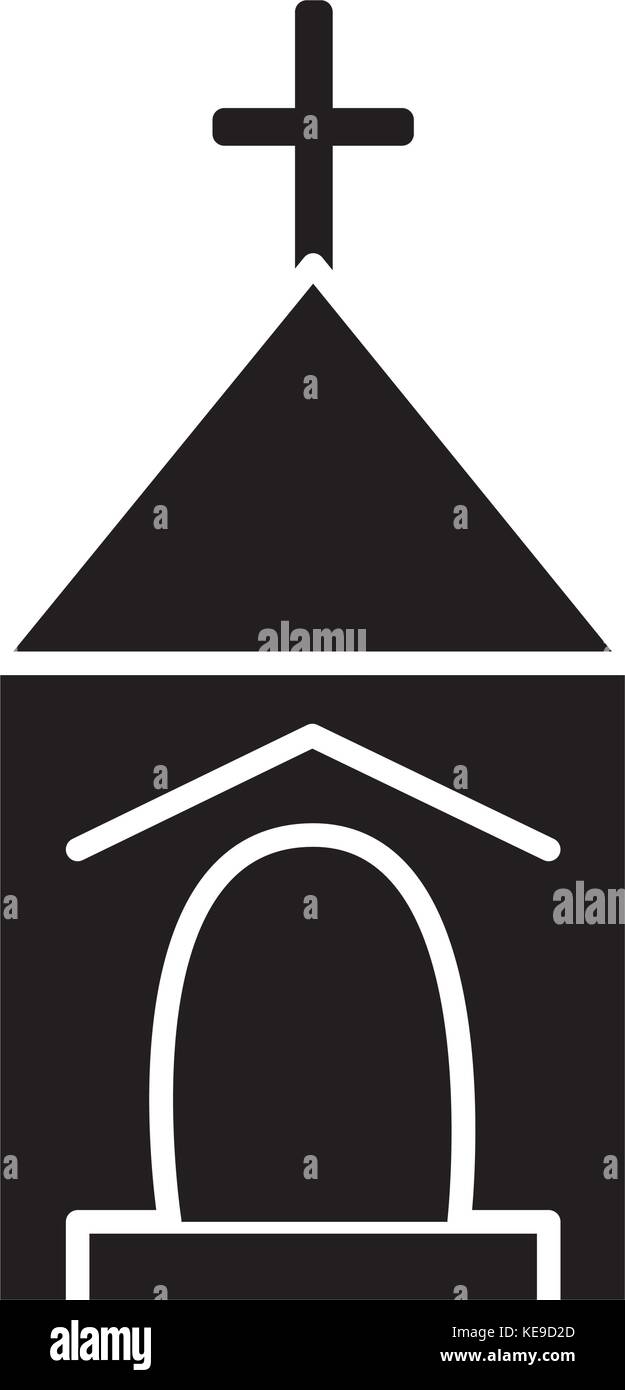 small church icon, vector illustration, sign on isolated background ...