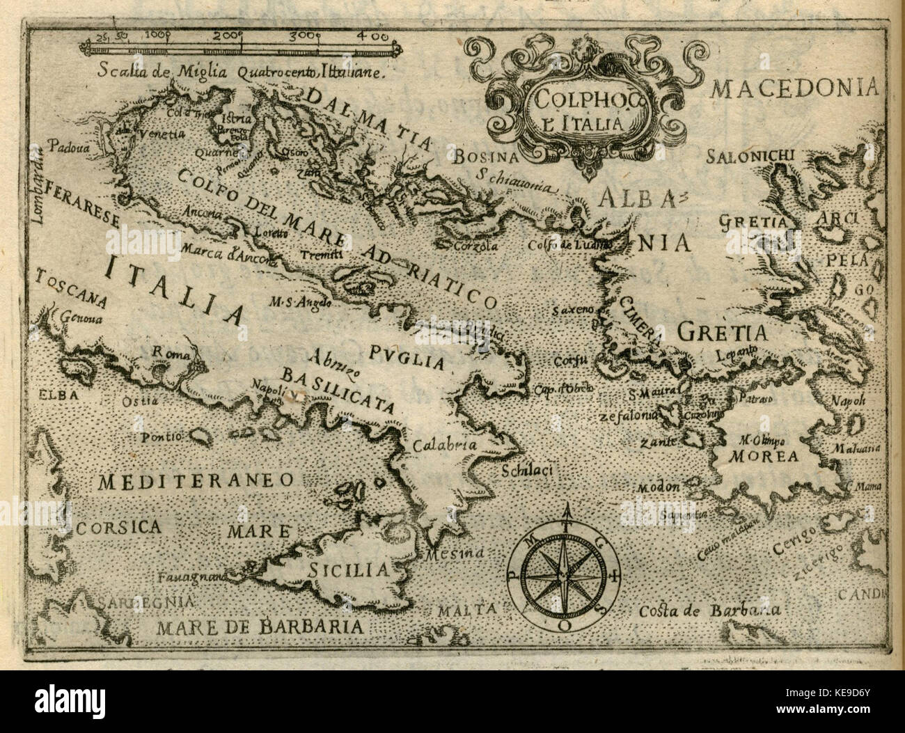 Map of Italy, the Ionian islands and Continental Greece Zuallart Jean ...