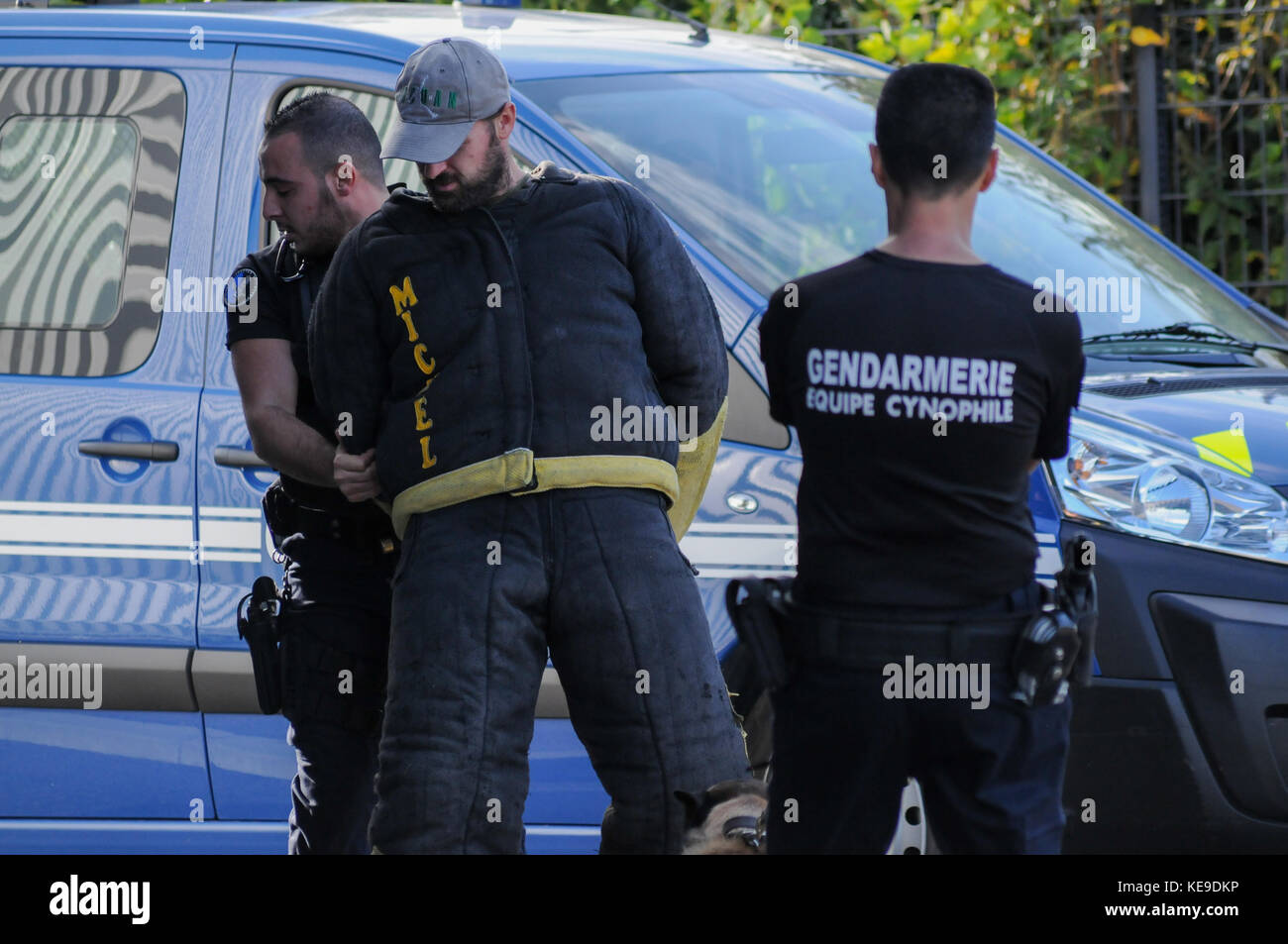 Police dogs launchers of French National Gendarmery take part in a ...
