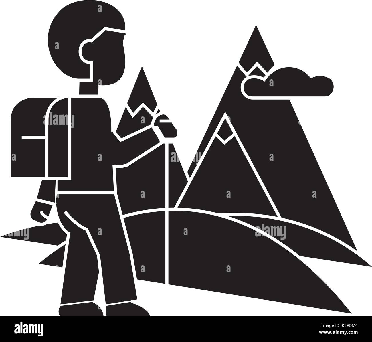 traveller, hiking icon, vector illustration, sign on isolated ...