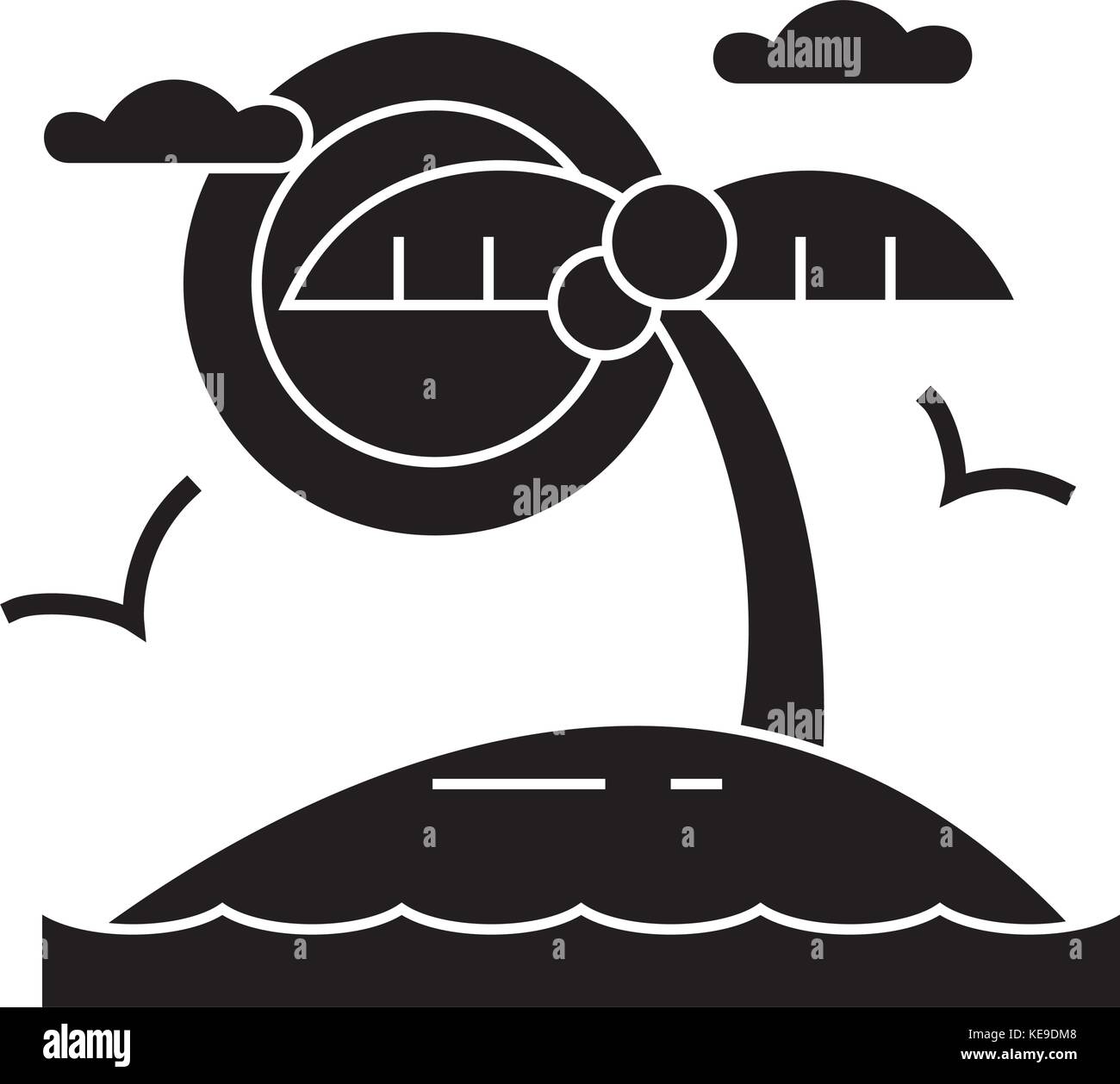 tropical beach island icon, vector illustration, sign on isolated ...