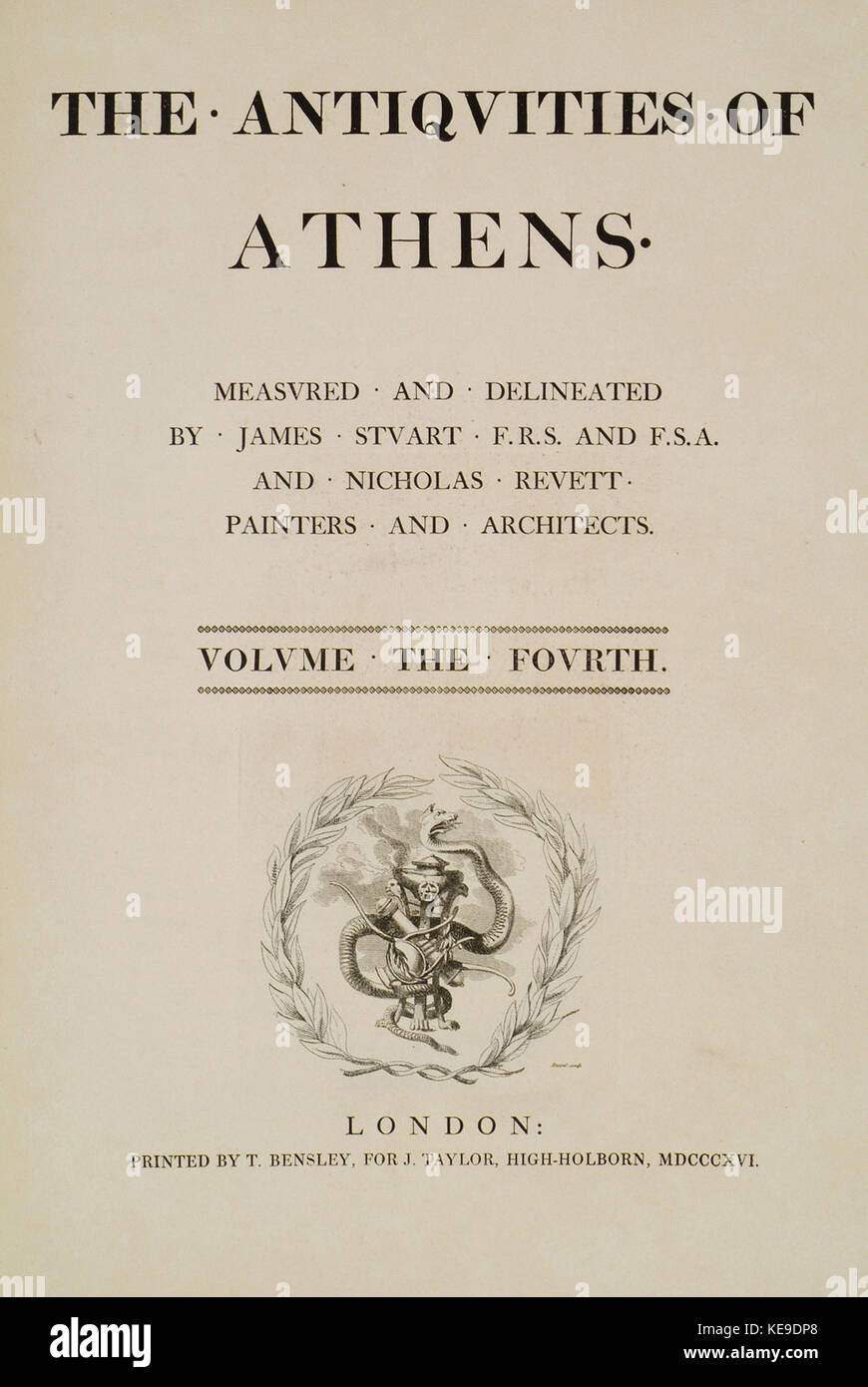 Title page of the fourth volume of the book Stuart James & Revett ...