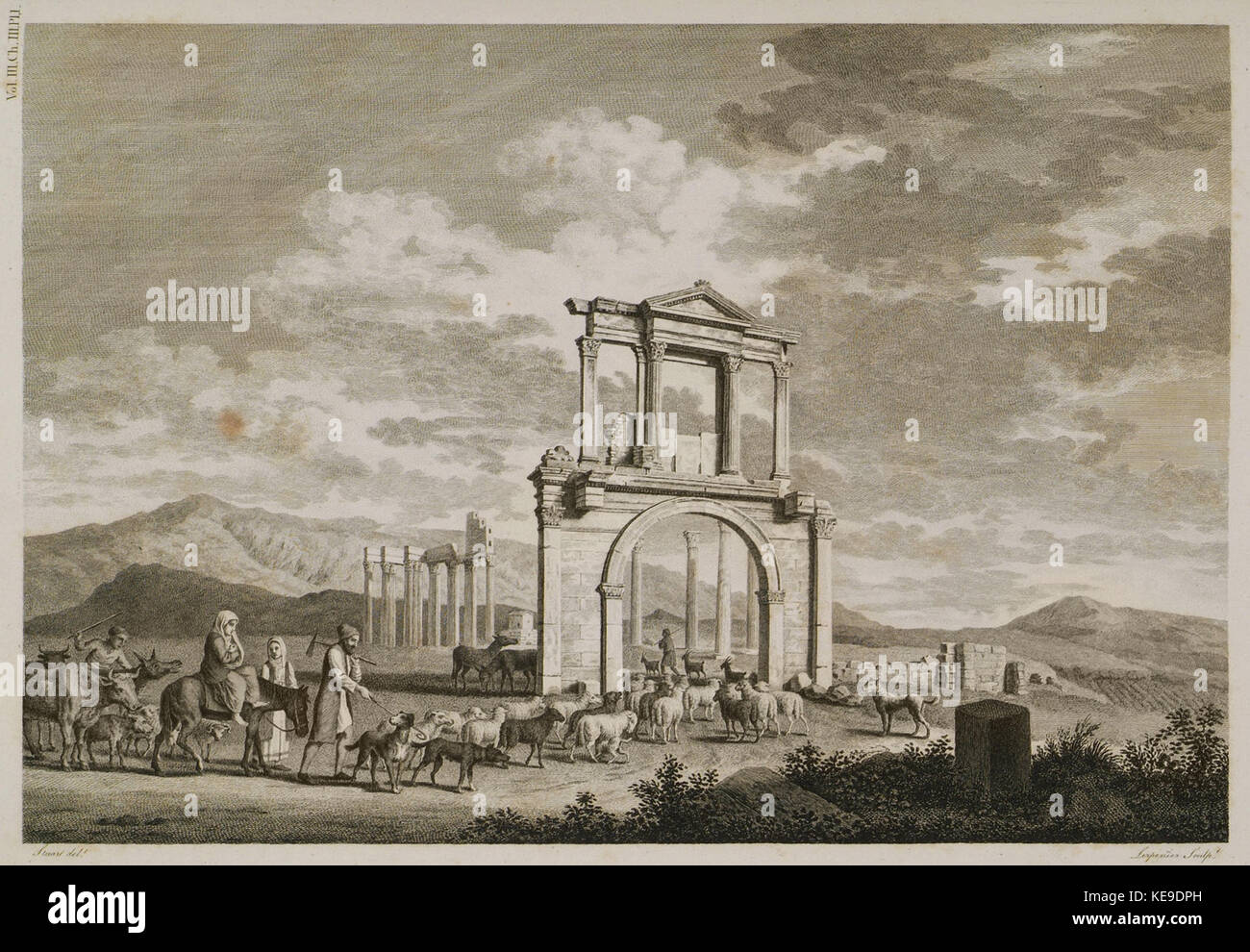 A view of the arch of Hadrian Stuart James & Revett Nicholas 1794 Stock ...